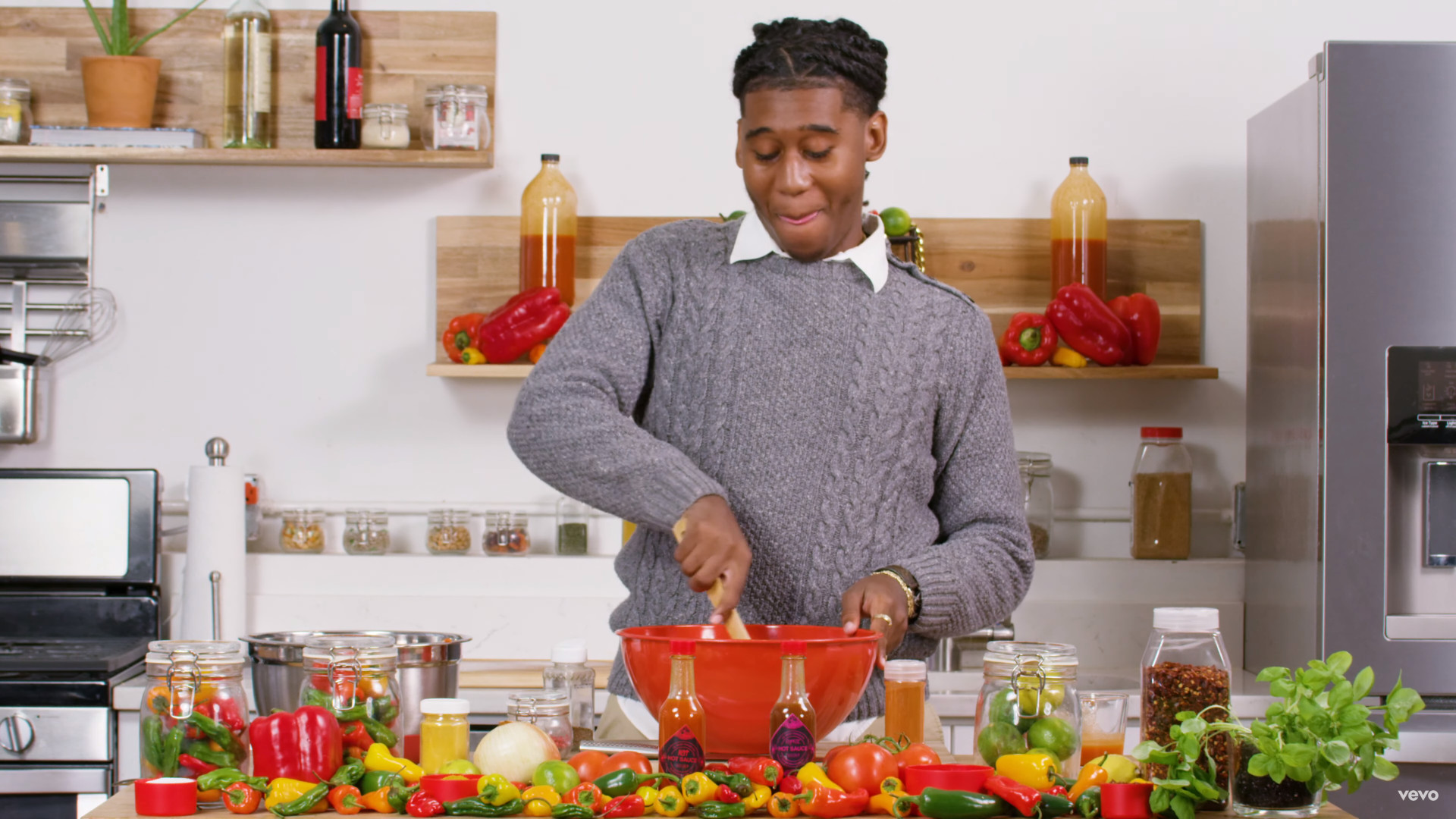 Lil West Is The Host Of His Own Spicy Cooking Show In "Hot Sauce" Video