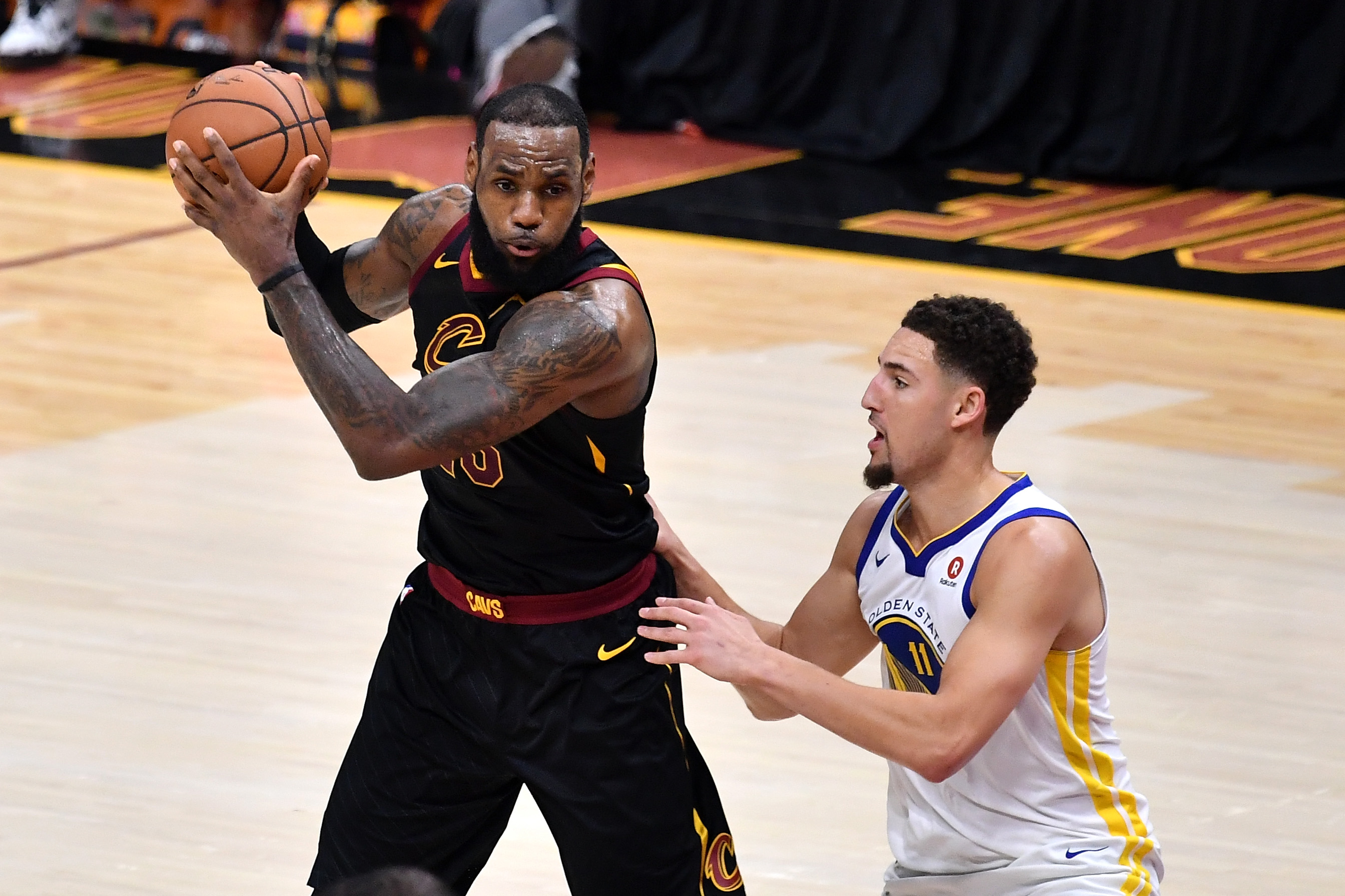 Klay Thompson Greets LeBron James At "Space Jam 2" Set On Crutches
