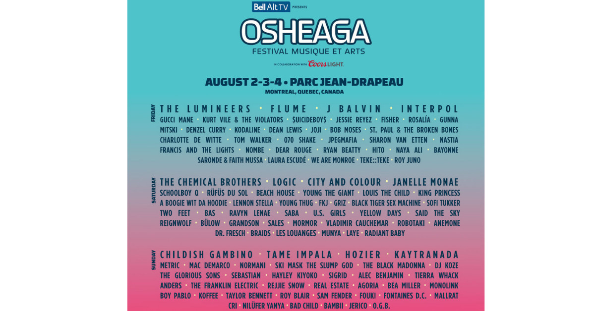Enter To Win A Pair Of 3 Day GA Osheaga Music & Arts Festival Passes